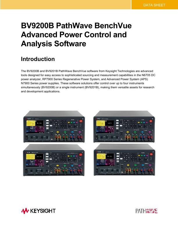 BV9200B PathWave BenchVue Advanced Power Control and Analysis Software PDF Asset Page | Keysight